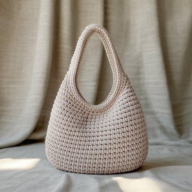 Crochet Tote Bag Pattern | Cotton Hobo Purse DIY | Beginner-friendly ...