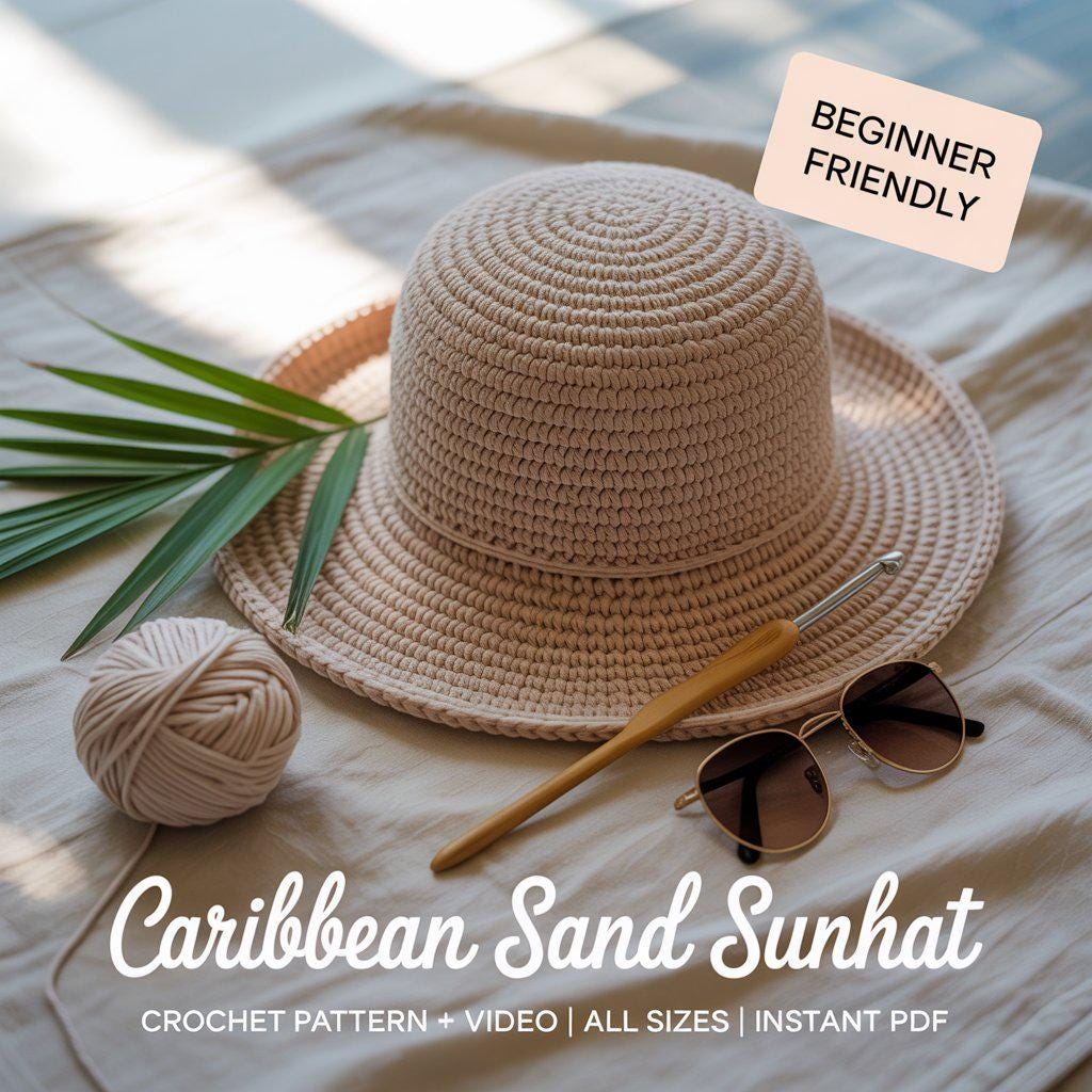 Caribbean Sand Sunhat Crochet Pattern Summer Beach Hat DIY | PDF ...