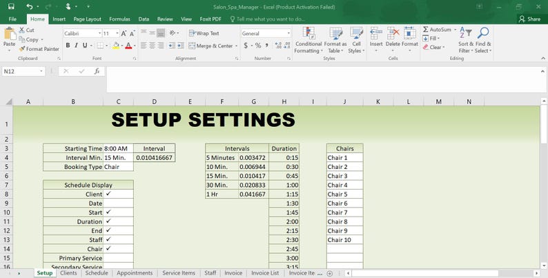 Salon & Spa Management Spreadsheet Excel: Appointment, Inventory, Sales ...