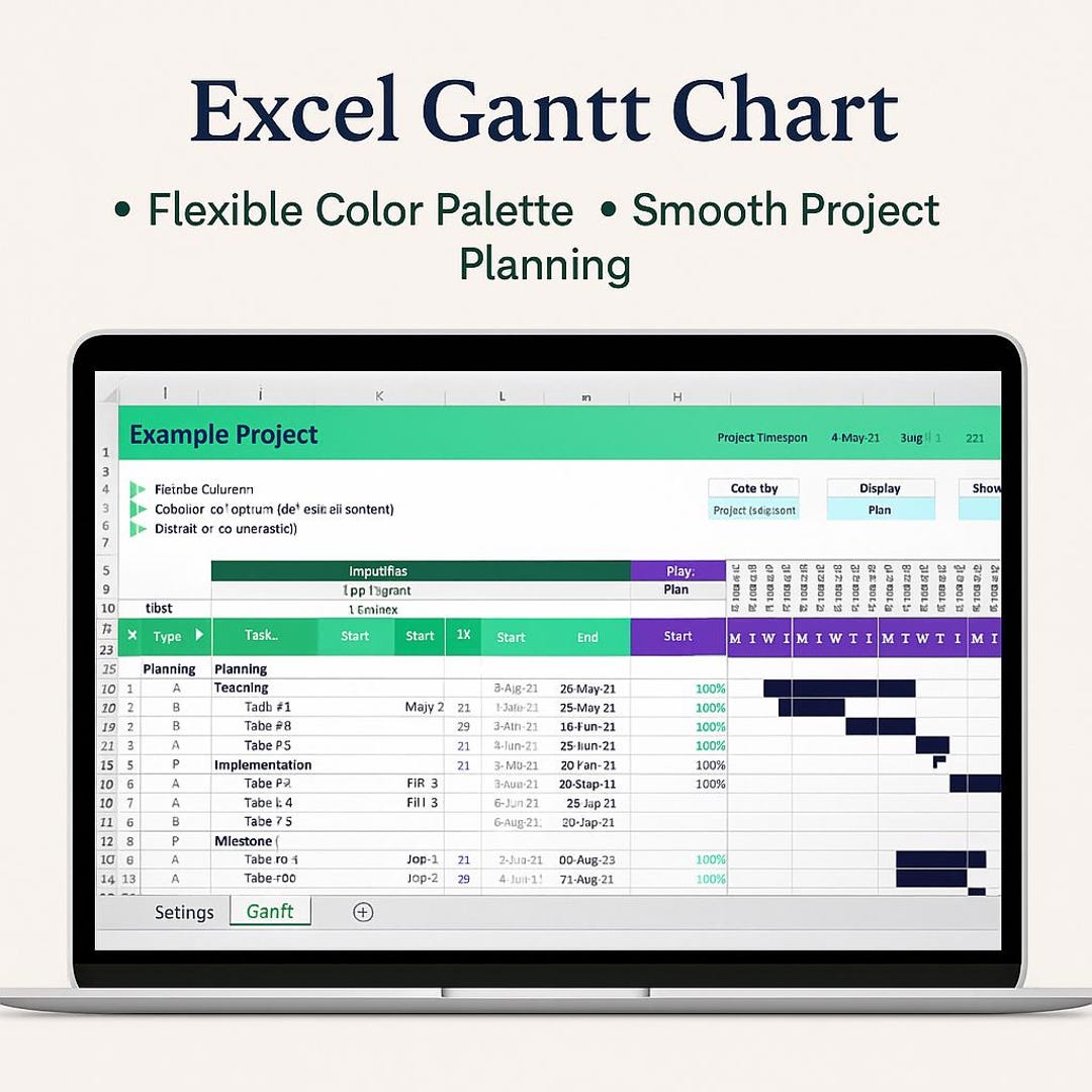 Excel Gantt Chart Template | Project Timeline Planner | Editable ...