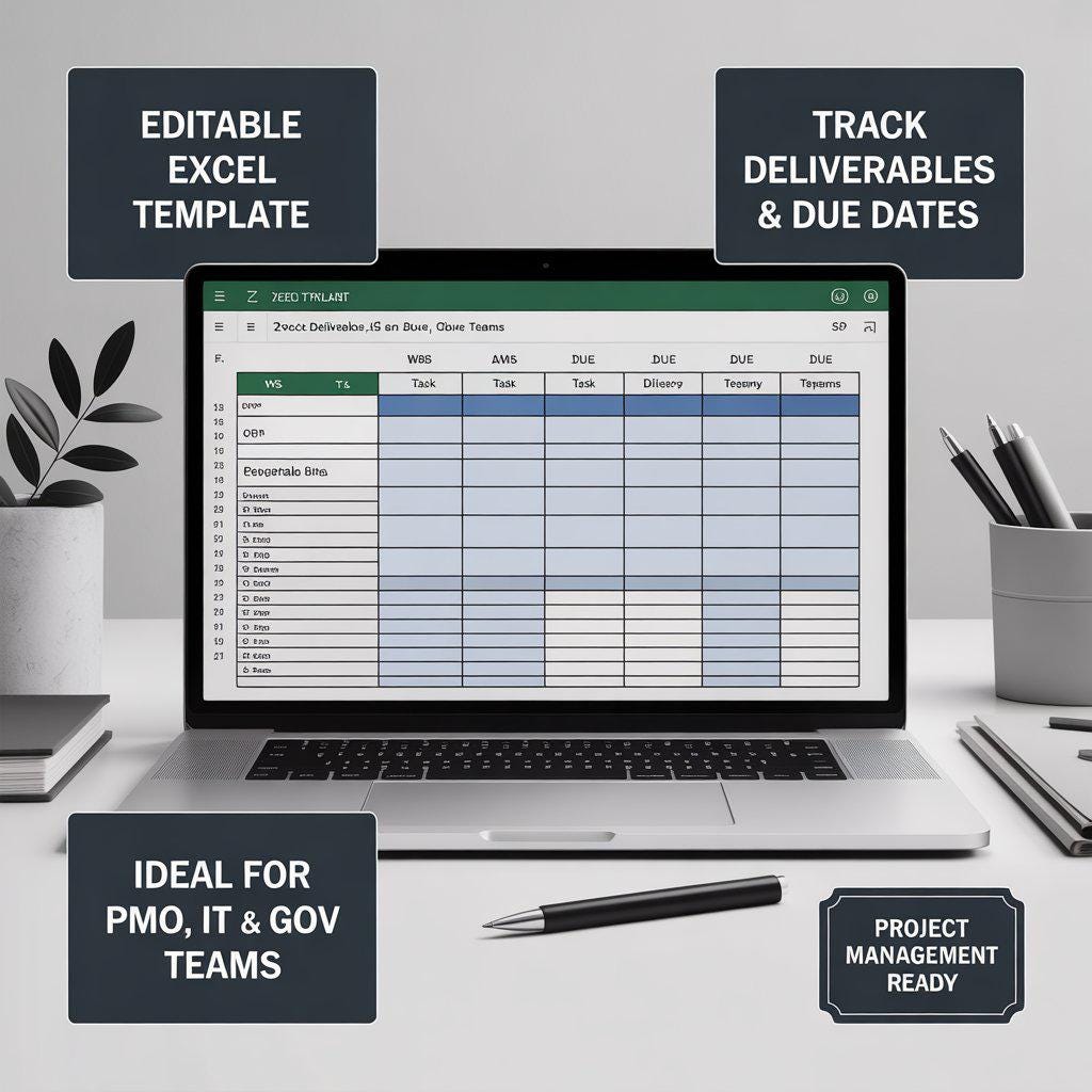 PMO Excel Tracker | Project Deliverables & Team Responsibility Template ...