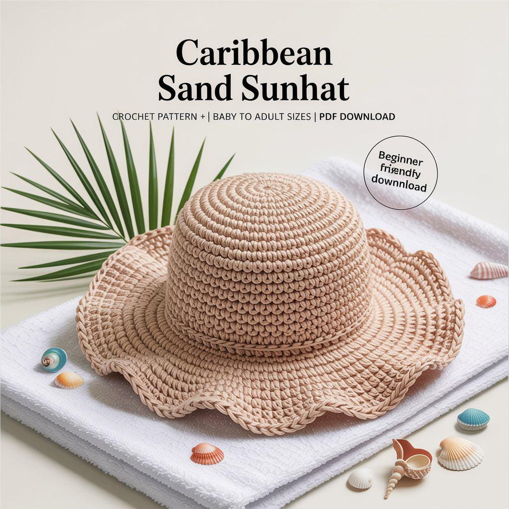 Caribbean Sand Sunhat Crochet Pattern Summer Beach Hat DIY | PDF ...