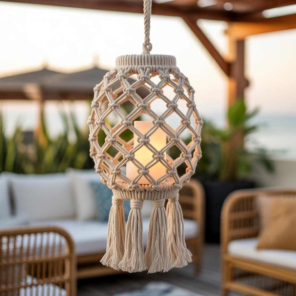 Boho Crochet Lampion Pattern | DIY Lantern Home Decor PDF + Word - Etsy