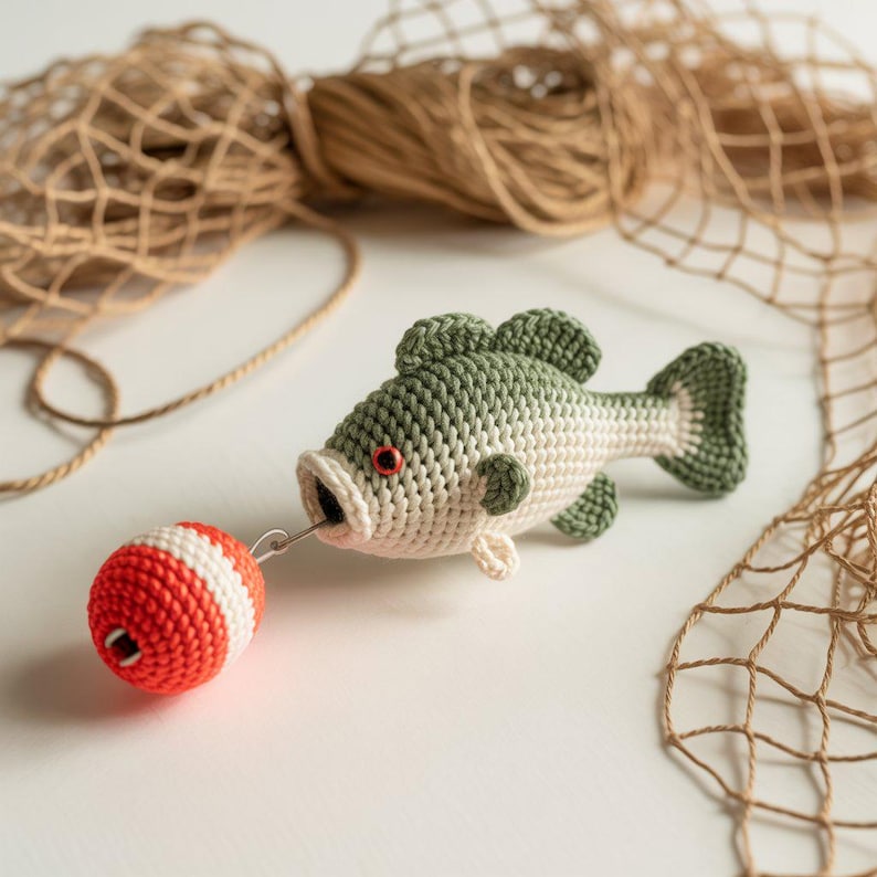 Crochet Bass Keychain Pattern: Fish Amigurumi With Bobber (PDF Pattern ...