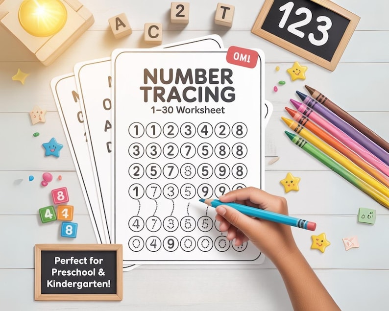 Number Tracing Worksheet: Editable Canva Template for Preschool (PDF ...