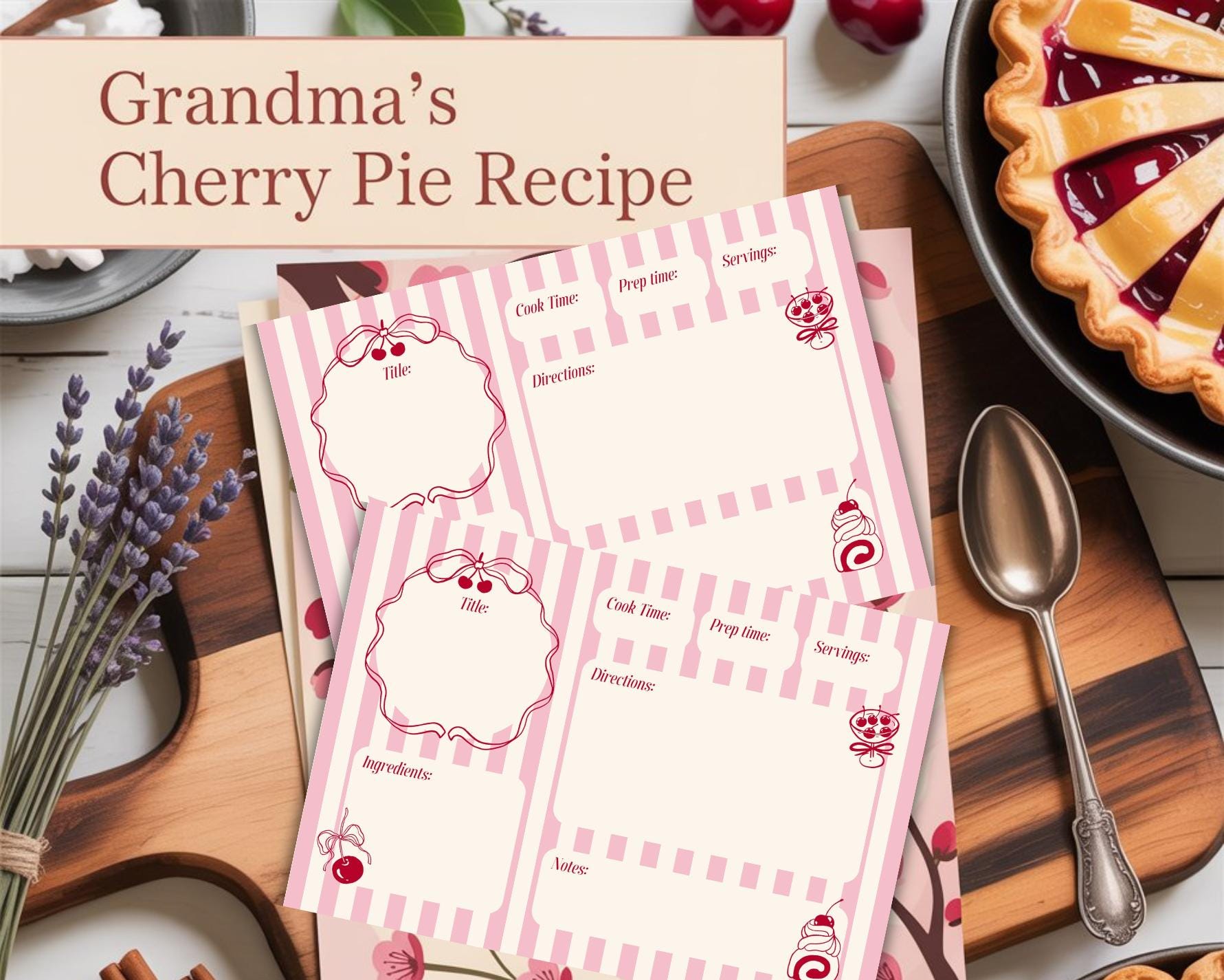 Pink Coquette Recipe Card | Printable Kitchen Template (PDF) - Etsy