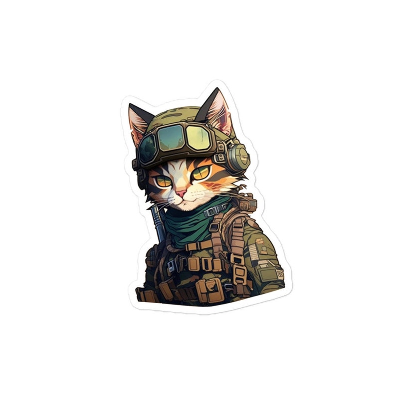 Sticker, Combat Kitty Sticker, Cool Sticker, Car Sticker, Water Bottle ...