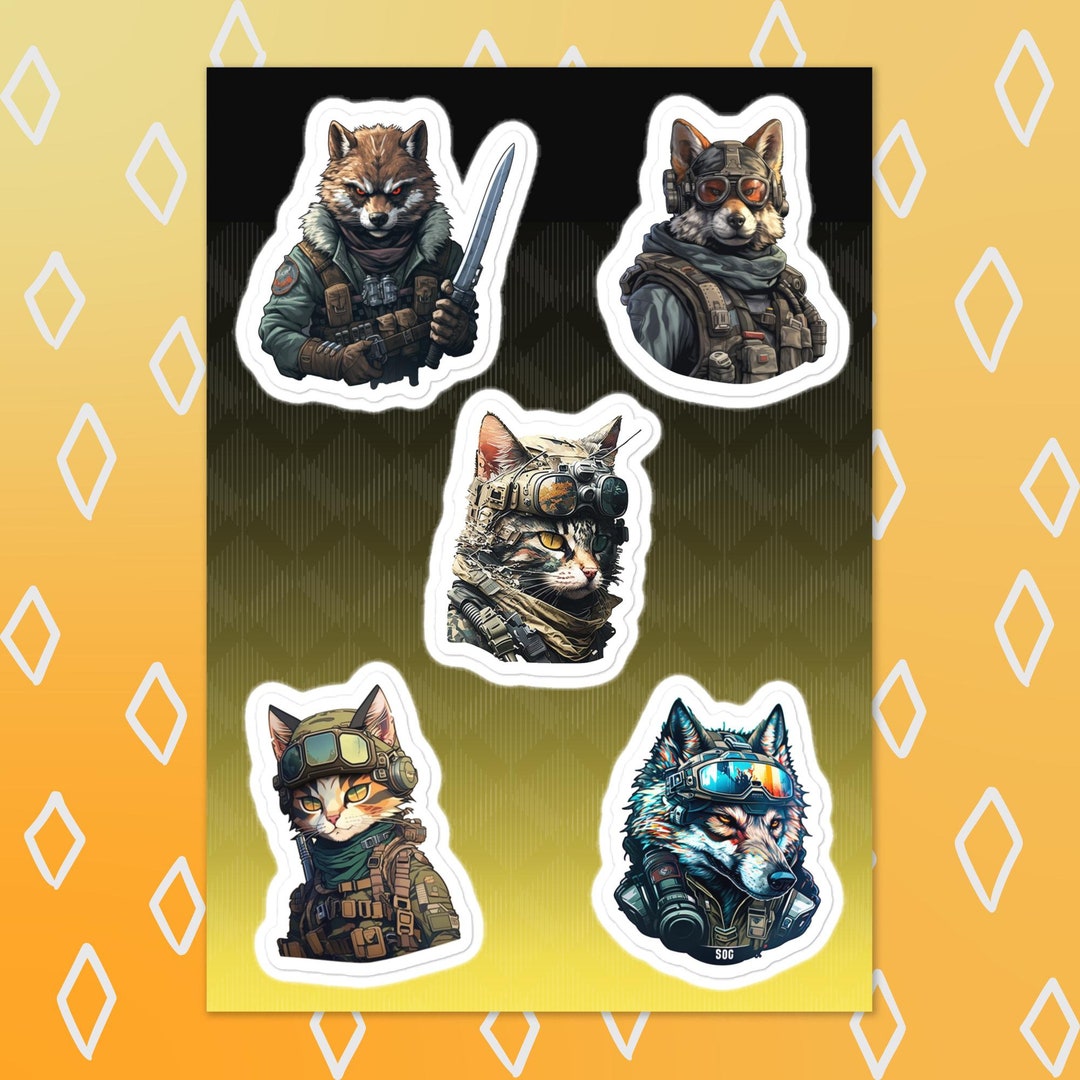 5-pcs Spec-ops Animal Stickers, Car Sticker, Laptop Sticker, Water ...