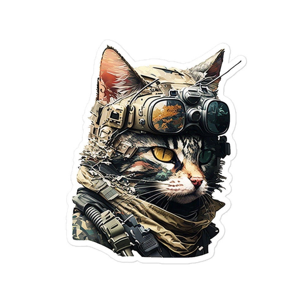 Combat Cat Sticker, Cool Sticker, Soldier Sticker, Special Forces ...