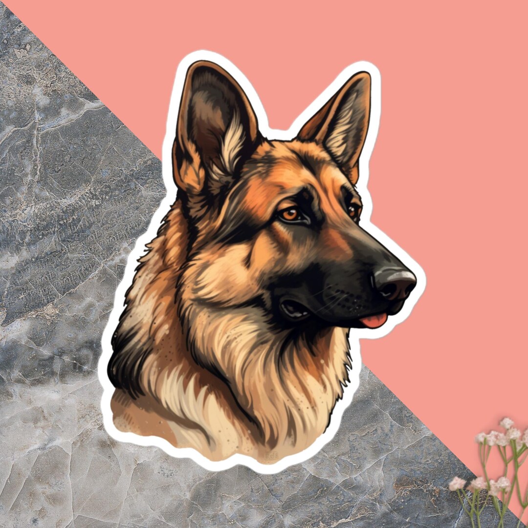 Sticker, Dog Sticker, German Shepherd Sticker, Water Bottle Sticker ...
