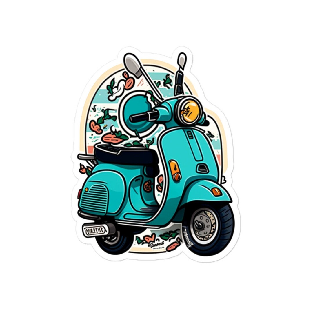 Cute Scooter Sticker, Cute Vesper Sticker, Travel Sticker, Water Bottle ...