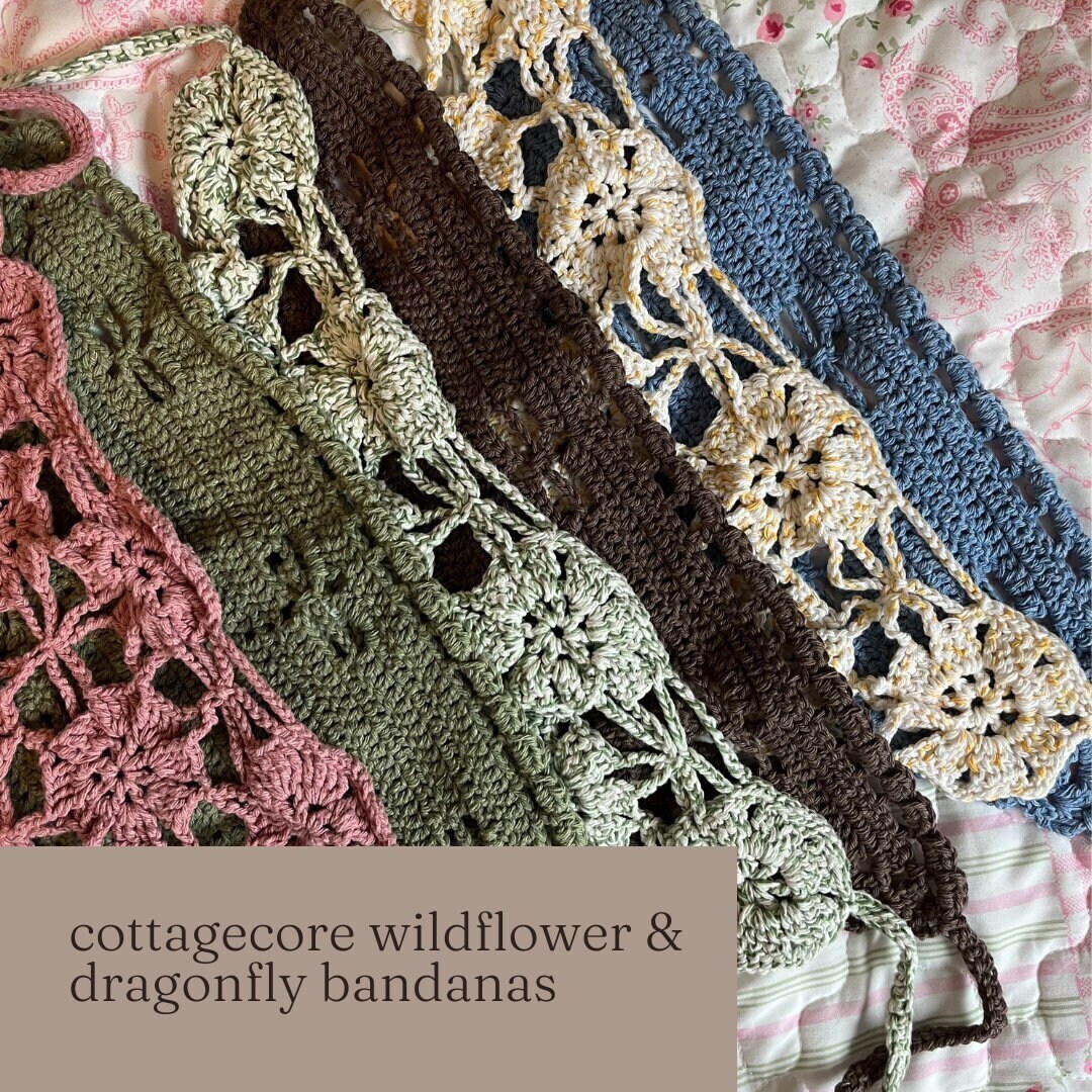 Cottagecore Wildflower/dragonfly Head Scarf/bandanas - Etsy