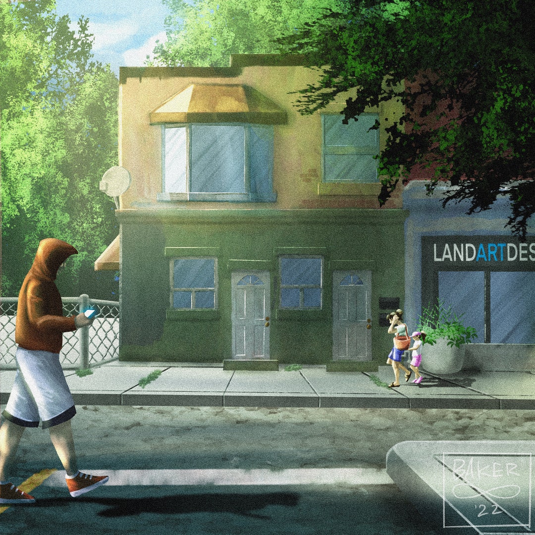 Mimico Ave Stylish Midsize Digital Download of Toronto Urban Landscape Painting by Jeff Baker ...