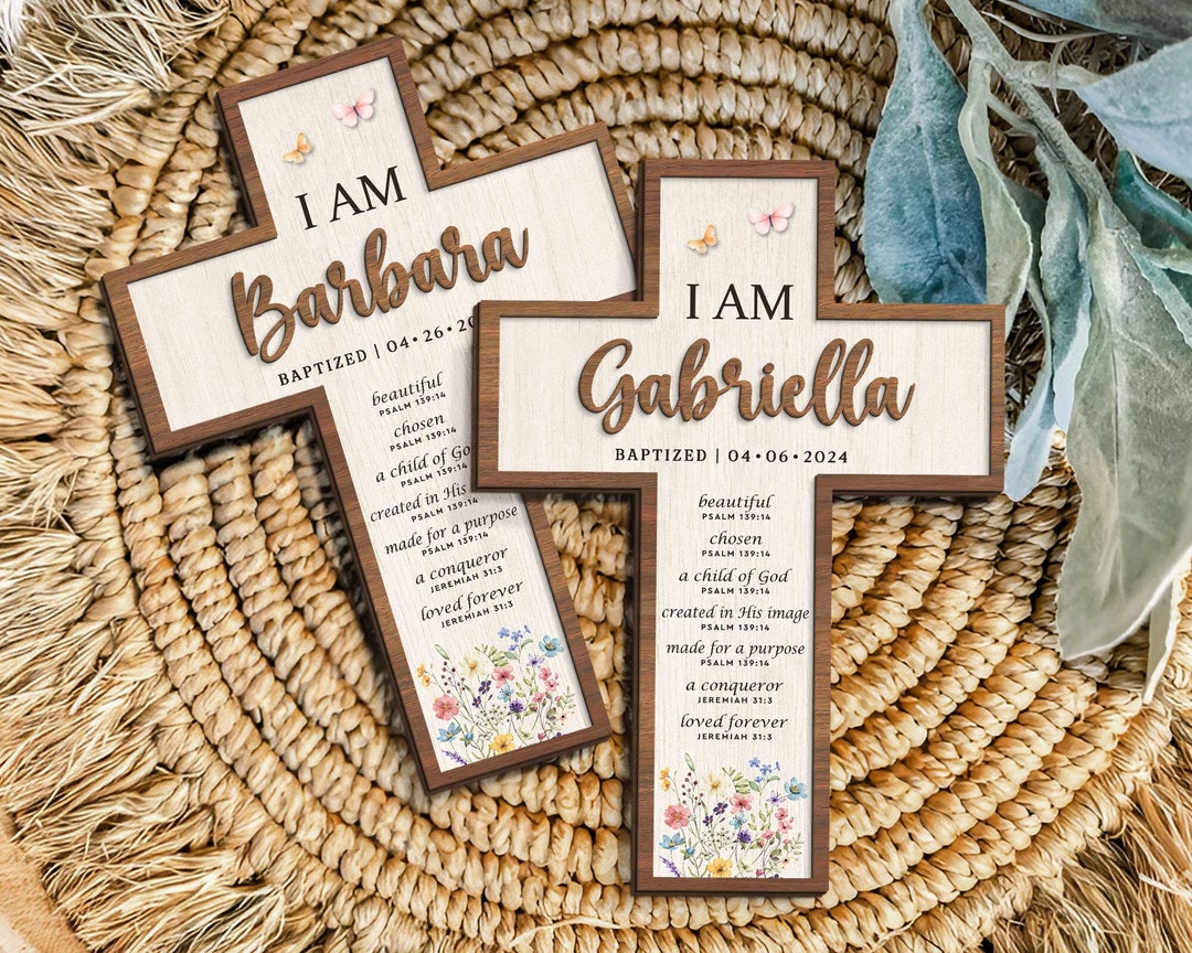 Baptism Gift Girl, Baptized Cross Sign, Baby Girl Gift, Nursery Decor ...