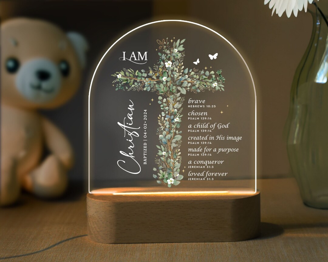 Baptism Gift, Baby Boy Gift, Custom Baby Night Light, Baptized Night ...