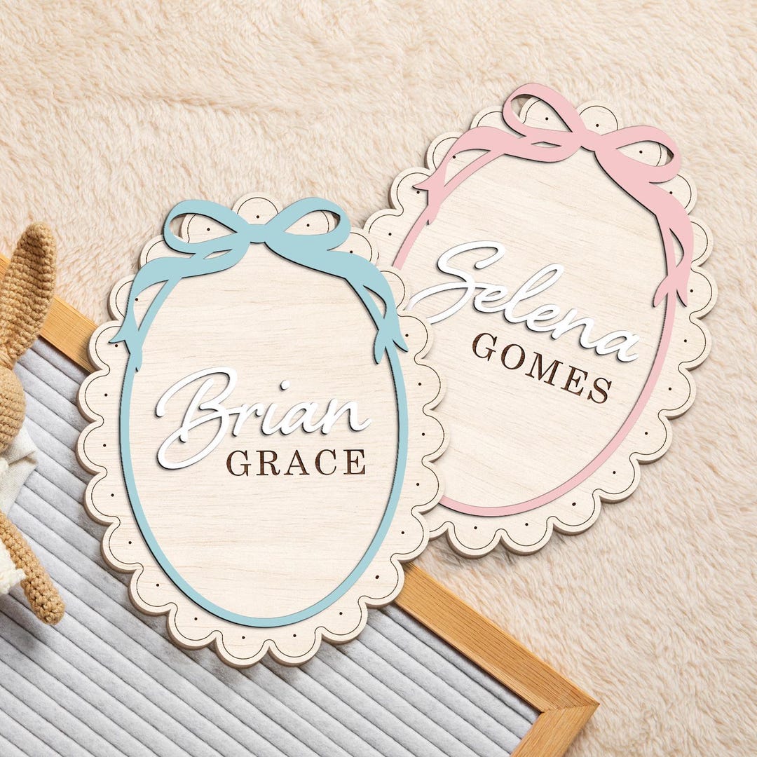 Bow Baby Announcement Birth Stats Sign, Baby Milestone Girl Sign, Baby ...