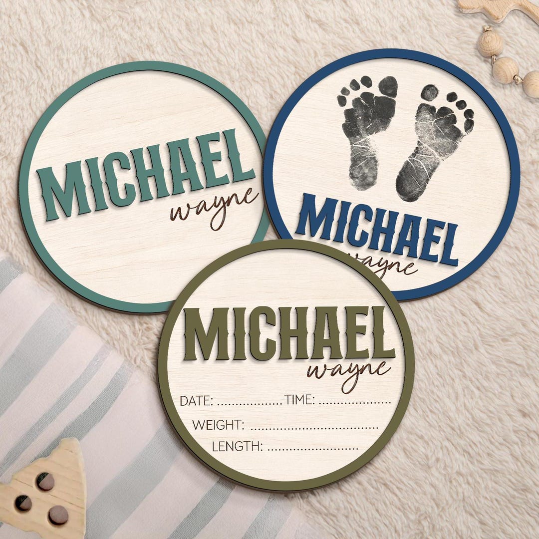 Baby Name Sign for Boys, Baby Birth Announcement Sign, Baby Boy Name ...