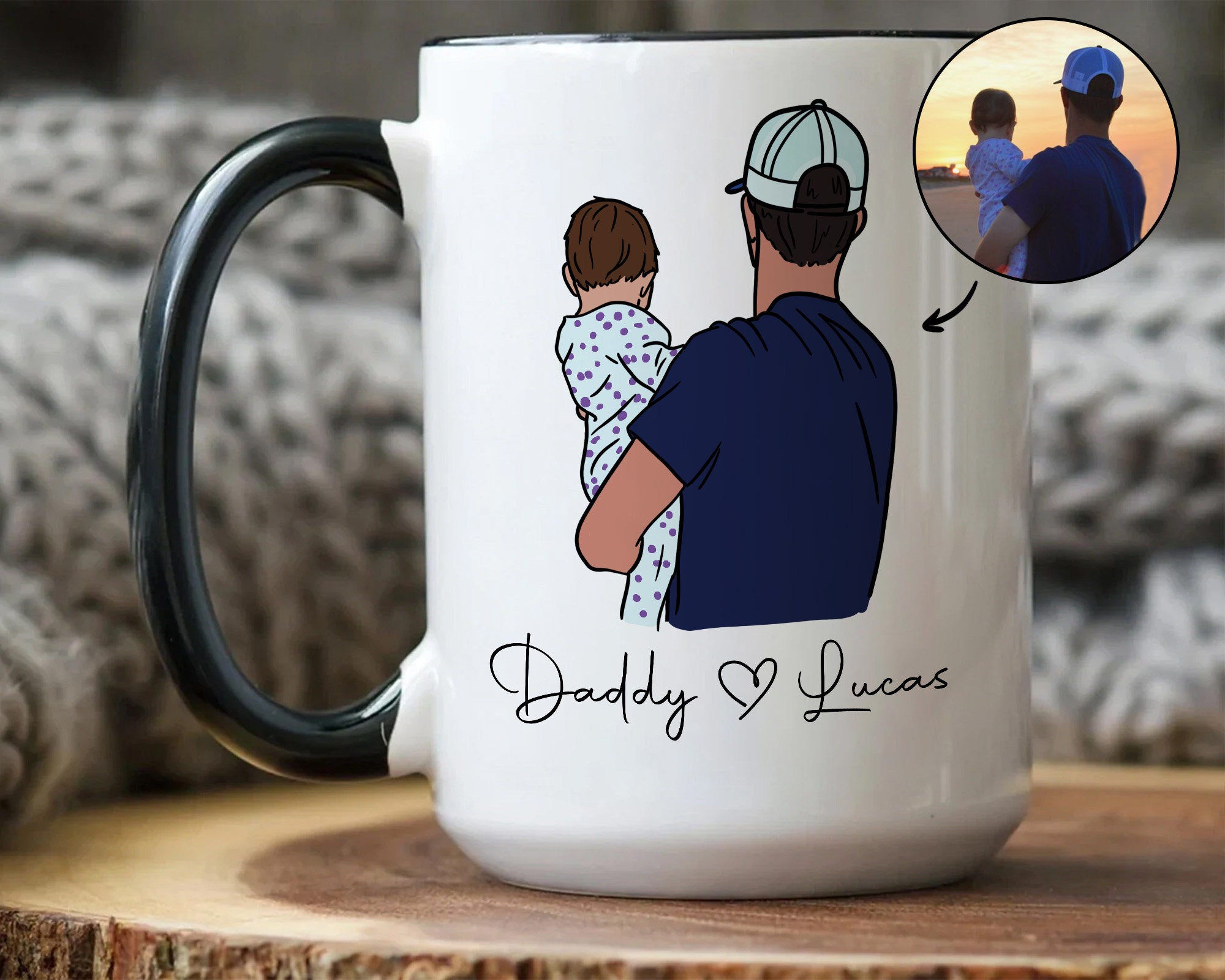 Personalized Dad Photo Mug, Custom Portrait Coffee Mug - Etsy
