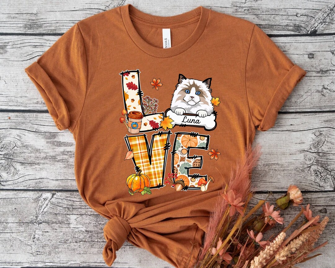 Personalized Fall Shirt for Cat Lovers Custom Cat Shirts Cat - Etsy