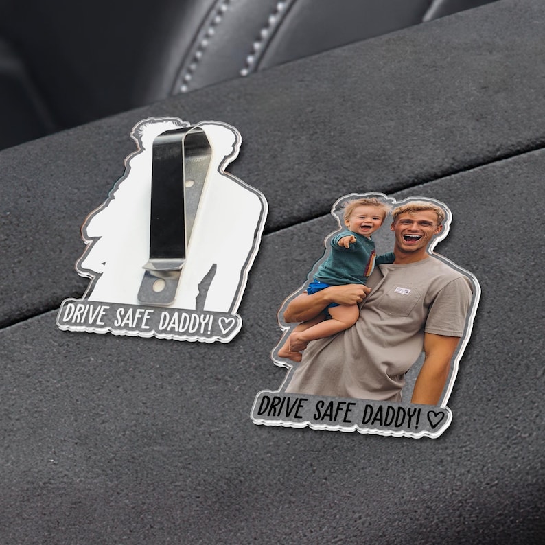 Personalized Photo Car Visor Clip, Custom Father's Day Gift for Dad ...