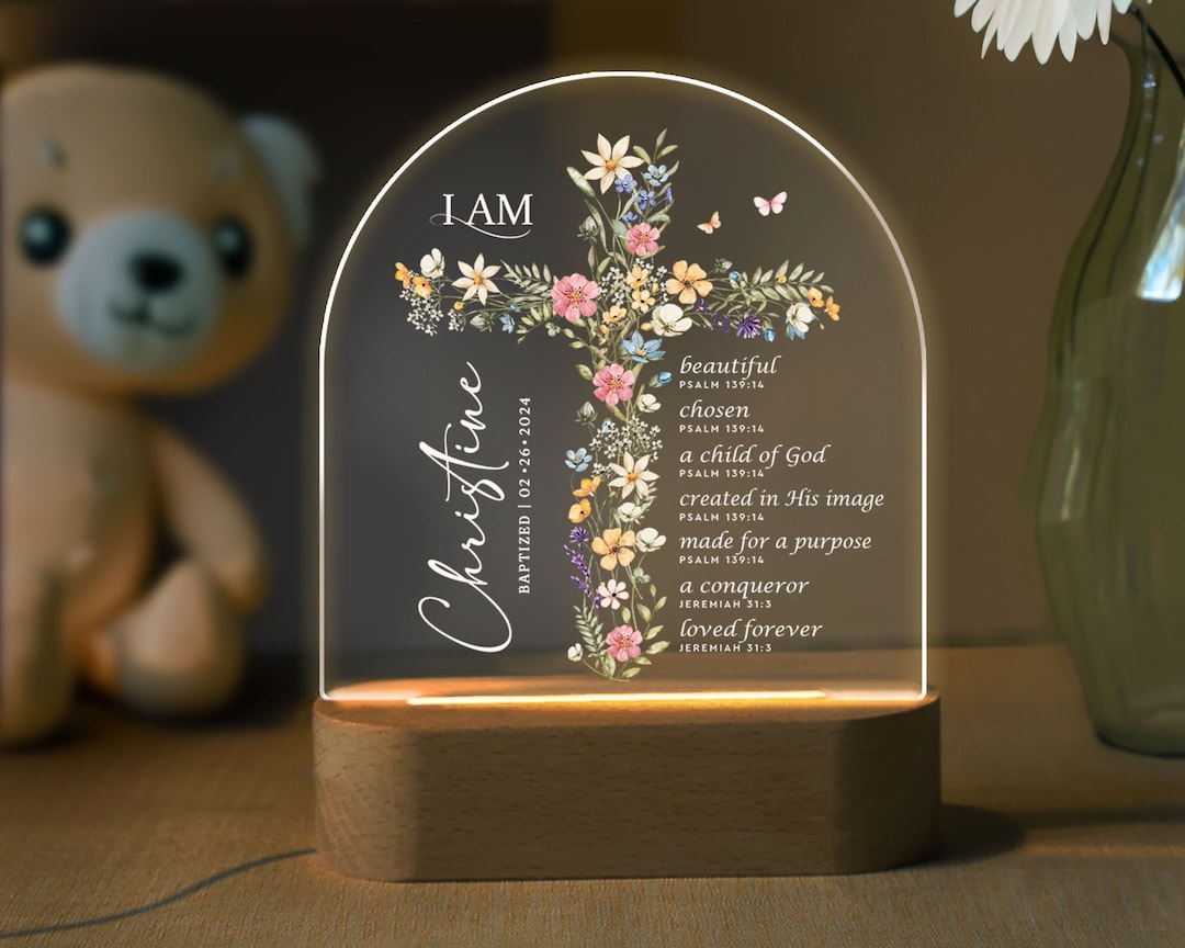 Baptism Night Light for Baby, Baby Gift Personalized, Baptism Gift ...