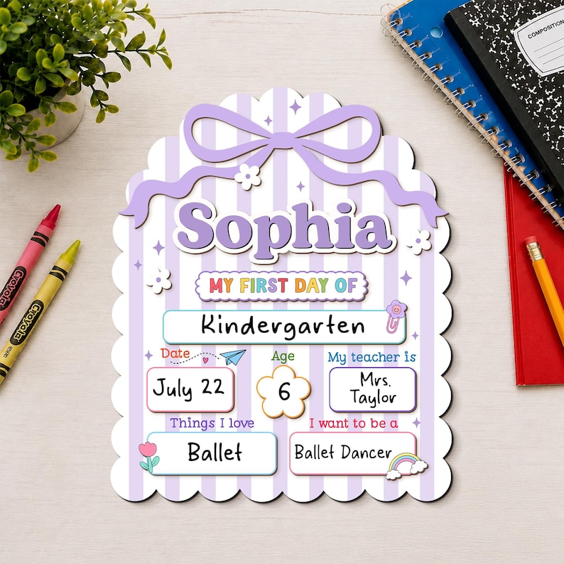 First Day of School Sign, Personalized Girl Back to School Sign ...
