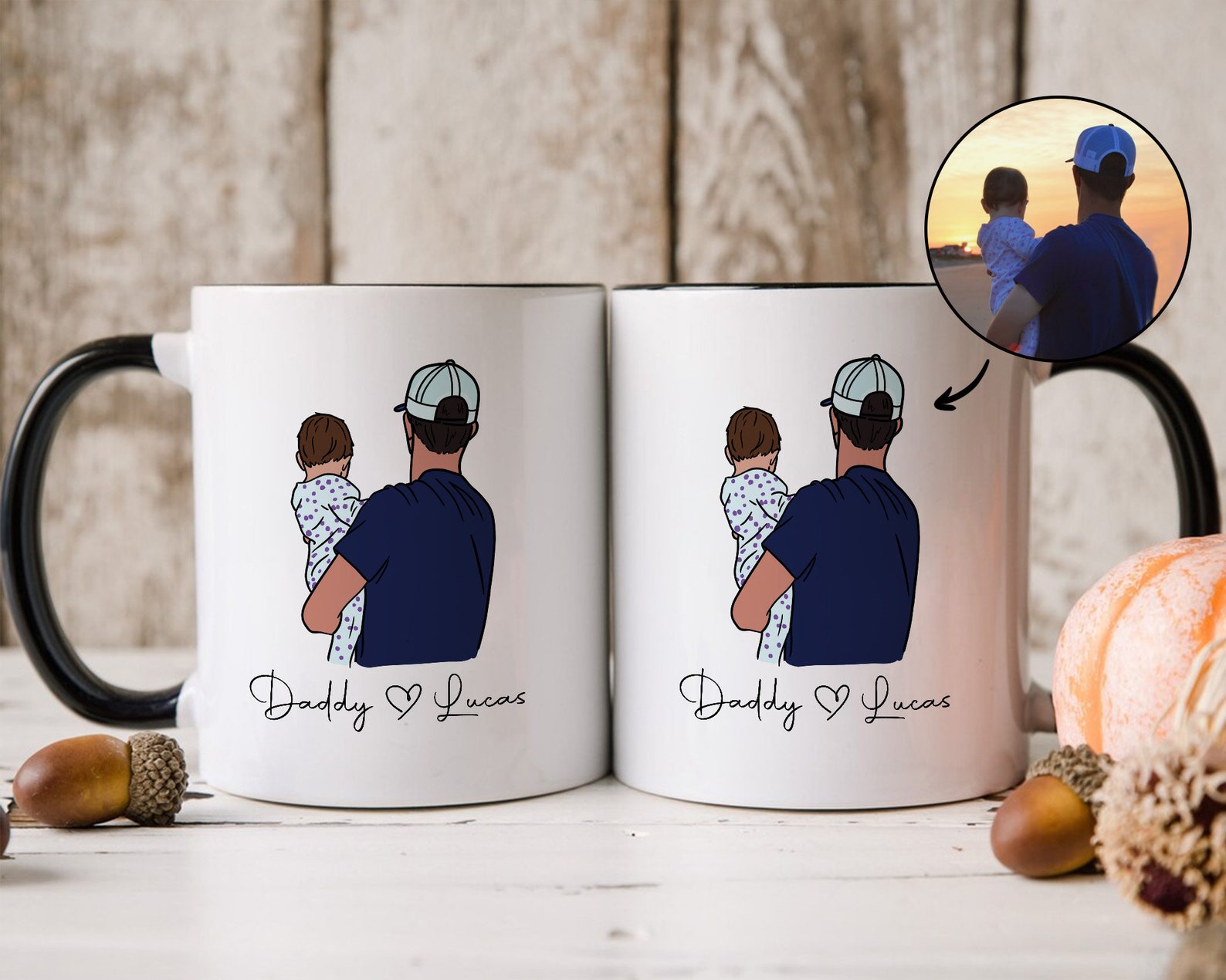 Custom Photo Mug for Dad, Personalized Dad Portrait Coffee Mug, Fathers ...