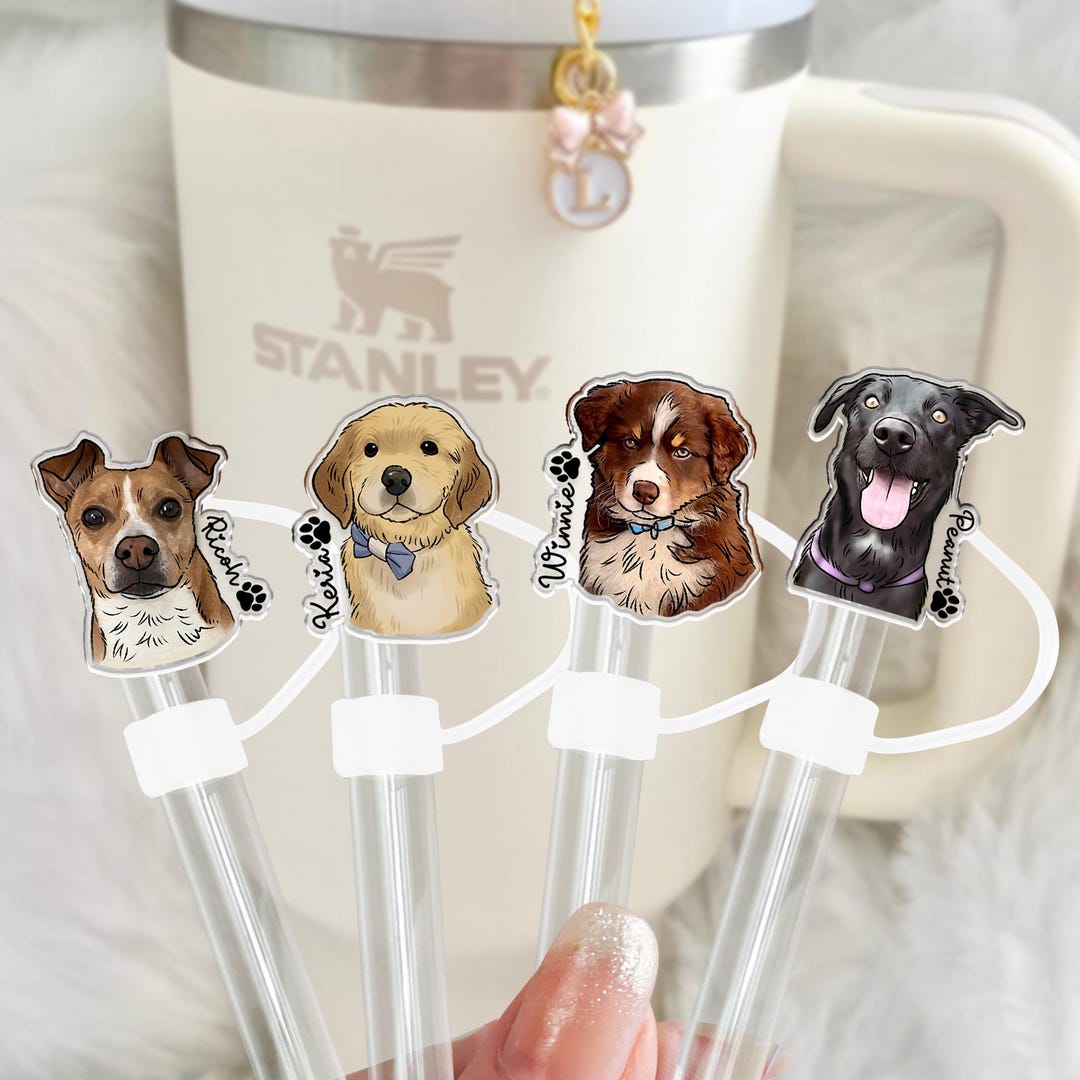Custom Pet Photo Straw Topper, Stanley Cup Accessory, Dog Mom Gift - Etsy