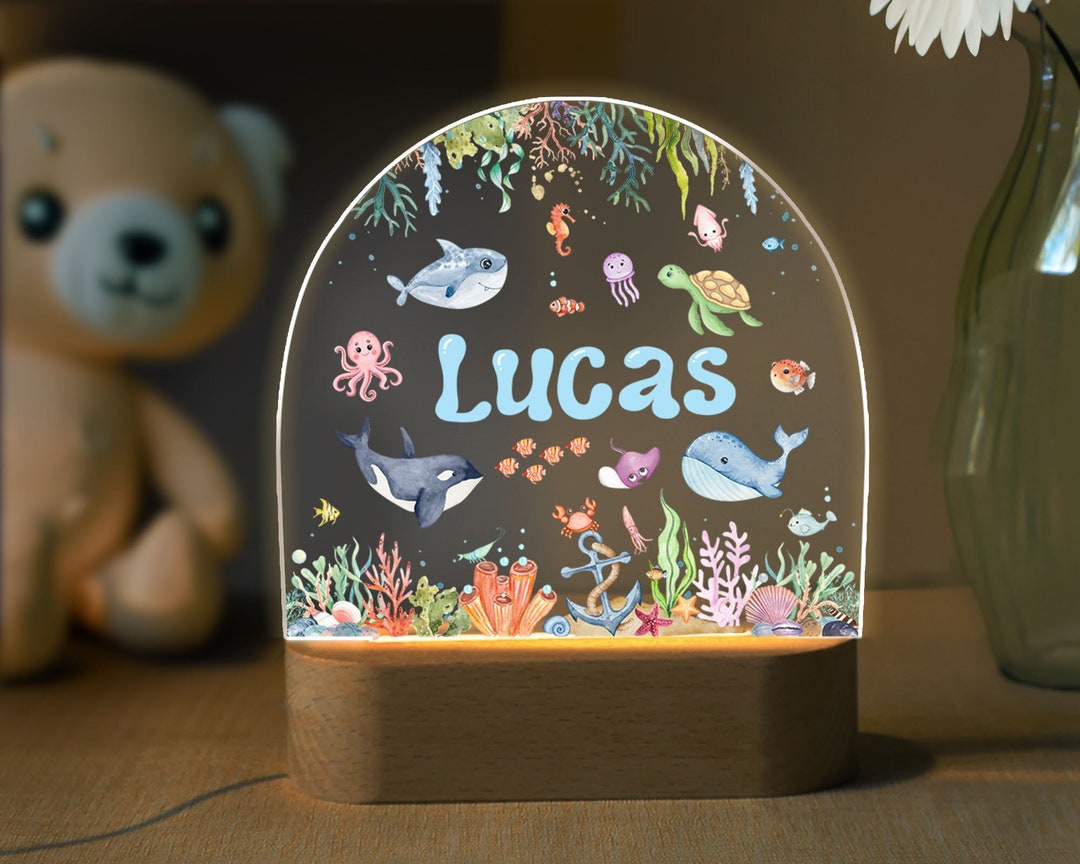 Personalized Baby Night Lamp, Baby Gift, Sea Animal Night Lamp ...