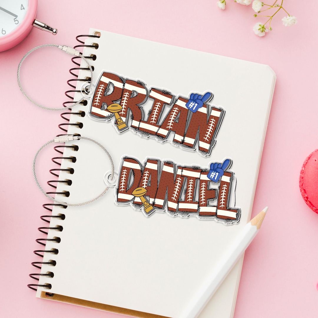 Custom Football Keychain, Sport Bag Tag, Personalized Football Name Tag ...