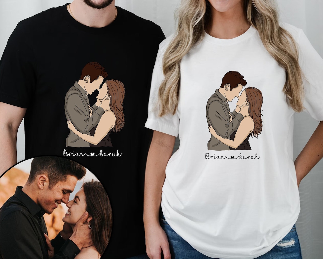Personalized Couple Shirt, Custom Couple Portrait Shirt, Just Married ...