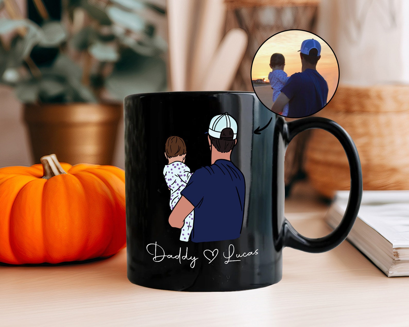 Custom Photo Mug for Dad, Personalized Dad Portrait Coffee Mug, Fathers ...