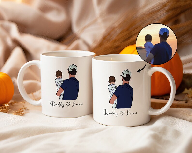 Custom Photo Mug for Dad, Personalized Dad Portrait Coffee Mug, Fathers ...