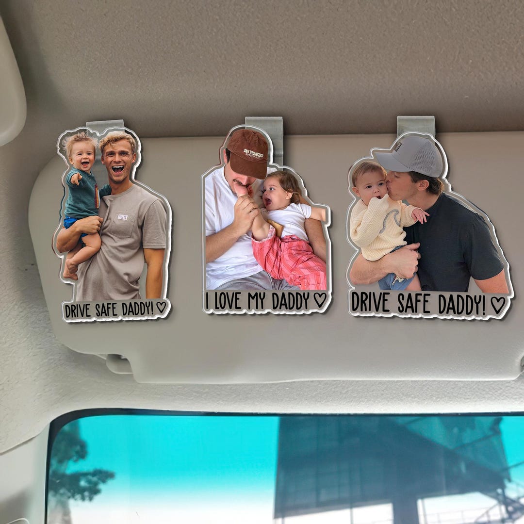 Personalized Photo Car Visor Clip, Custom Father's Day Gift for Dad ...