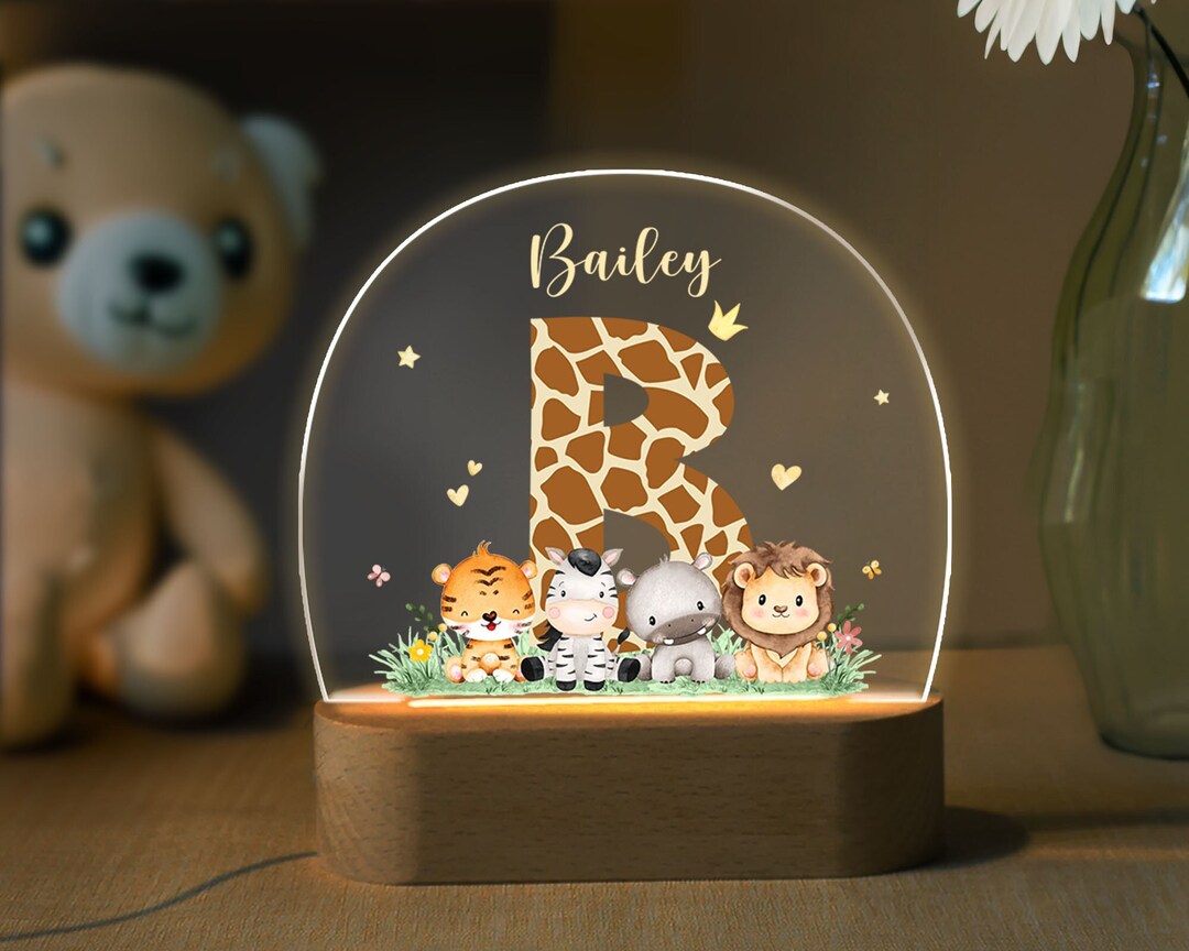 Custom Baby Night Light, Jungle Animal Lamp, Nursery Decor ...
