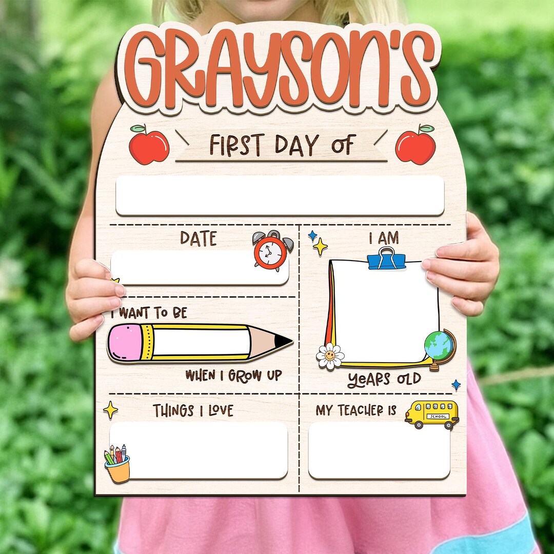 Personalized Back to School Sign, Custom First and Last Day School Sign ...