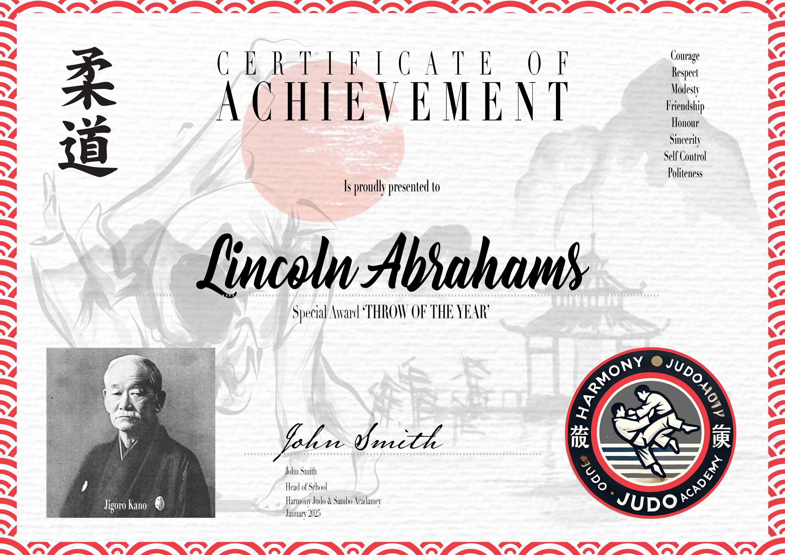 Editable Judo Certificate or Judo Values Achievement, Martial Arts ...
