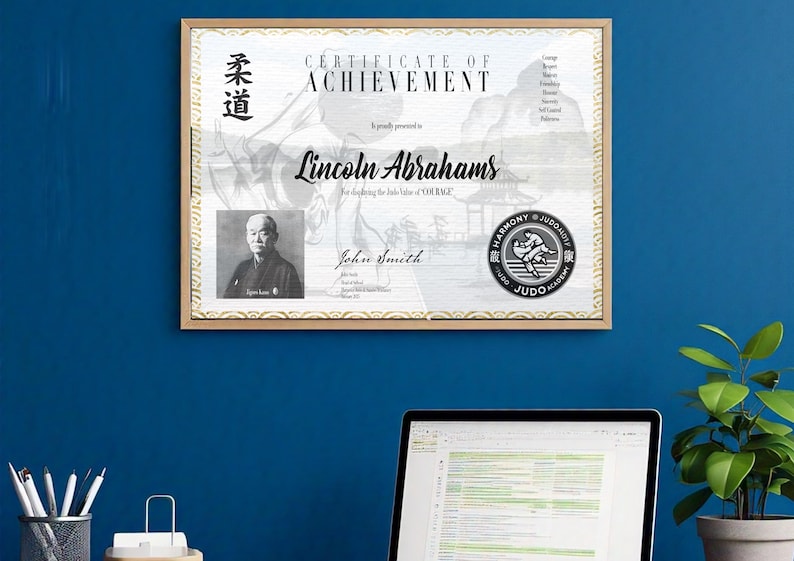 Editable Judo Certificate or Judo Values Achievement, Martial Arts ...