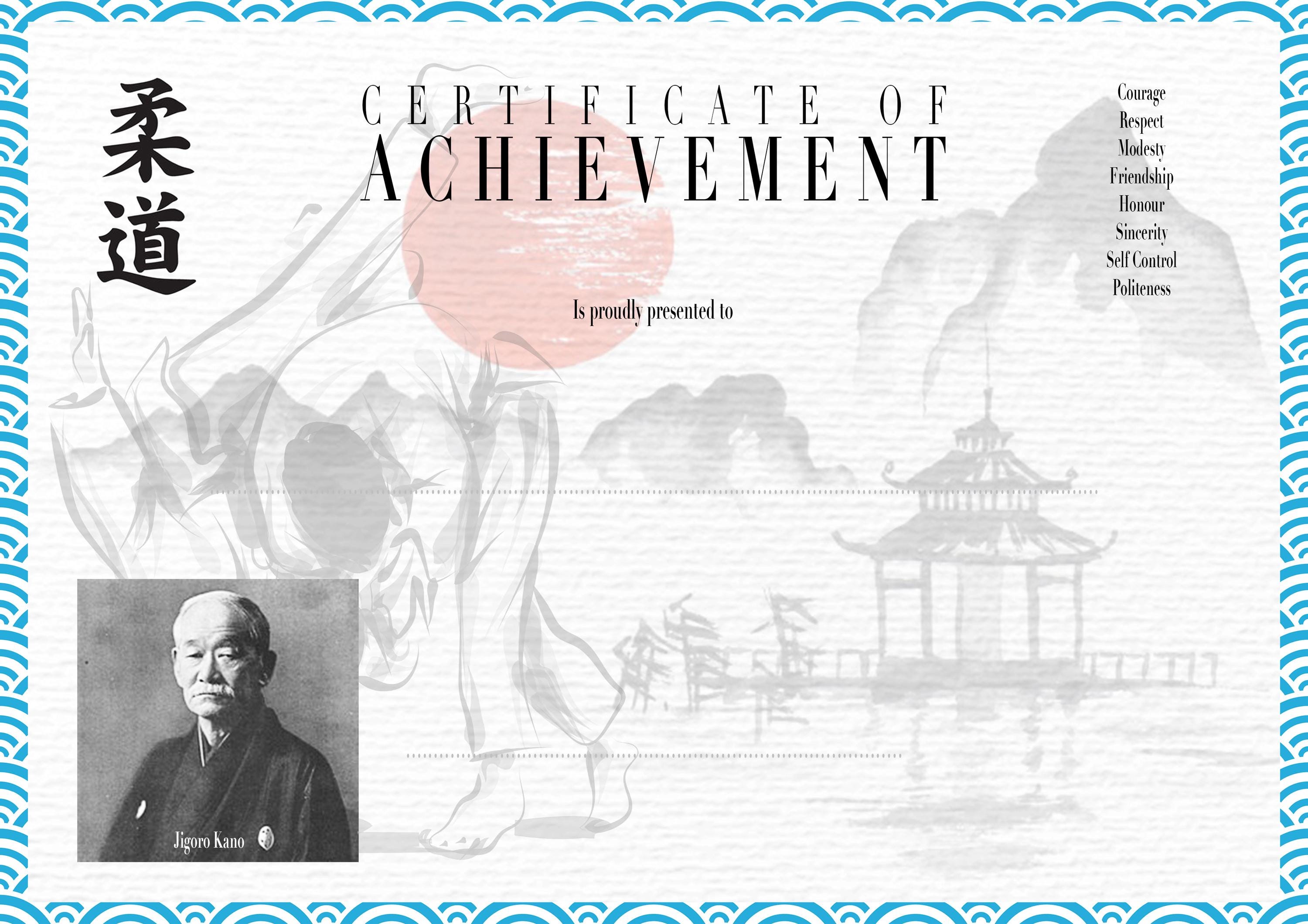 Editable Judo Certificate or Judo Values Achievement, Martial Arts ...