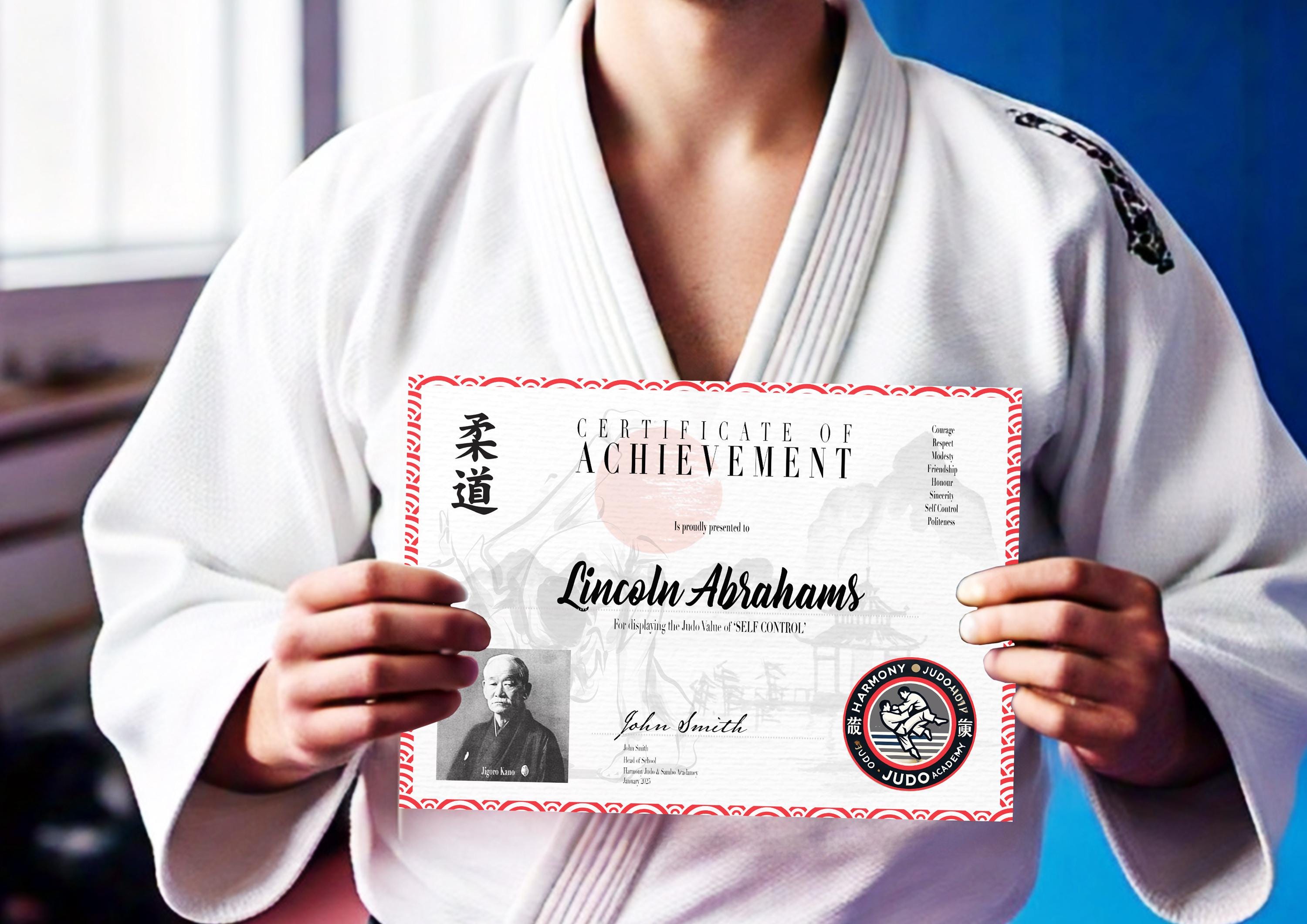 Editable Judo Certificate or Judo Values Achievement, Martial Arts ...