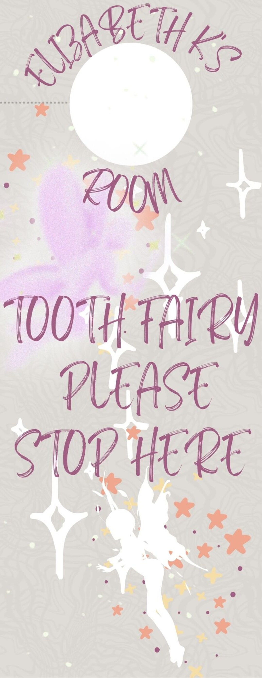 Tooth Fairy Please Stop Here Customizable Digital Download Door Hanger ...