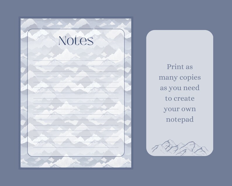 2 Mountain Designs | Digital Printable Stationary - Lined / Unlined ...