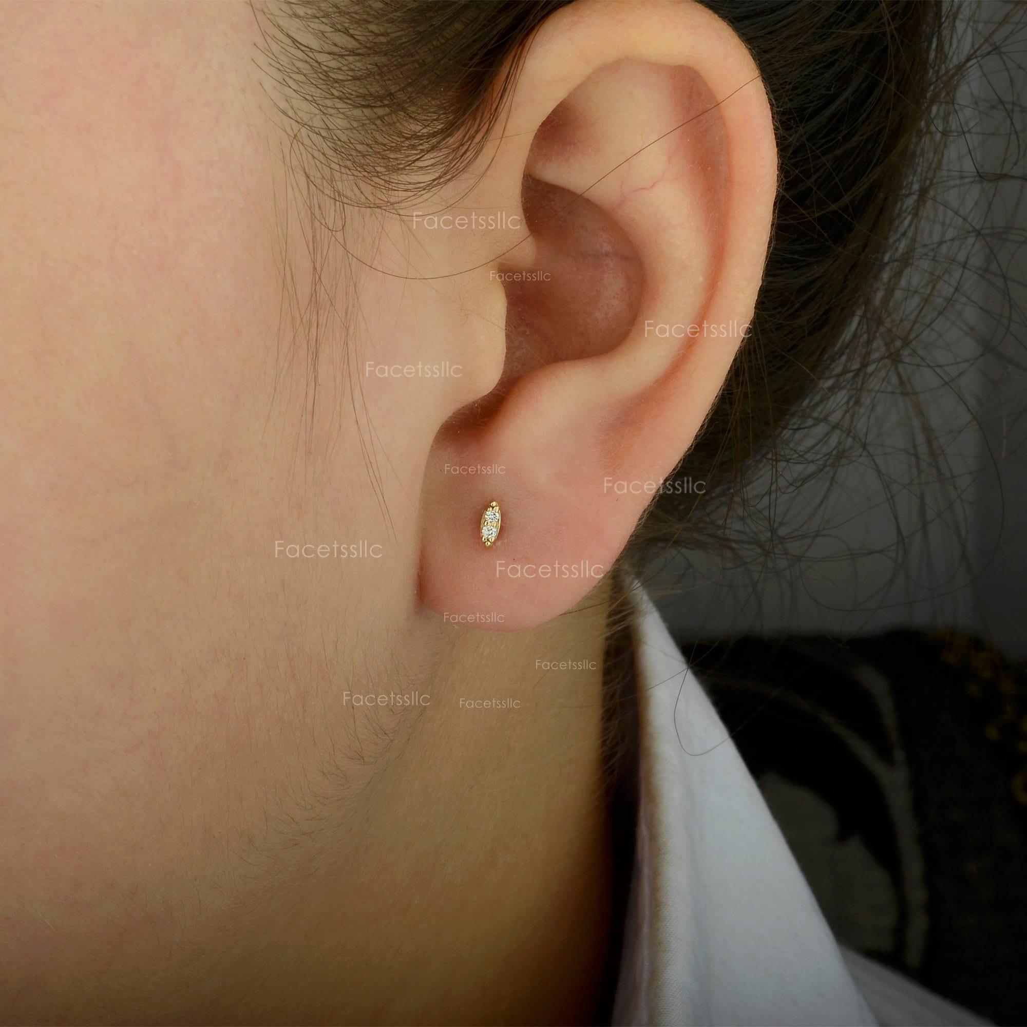 Tiny Diamond Studs/ 14K Gold Diamond Stud Earrings/ Minimalist Gold ...