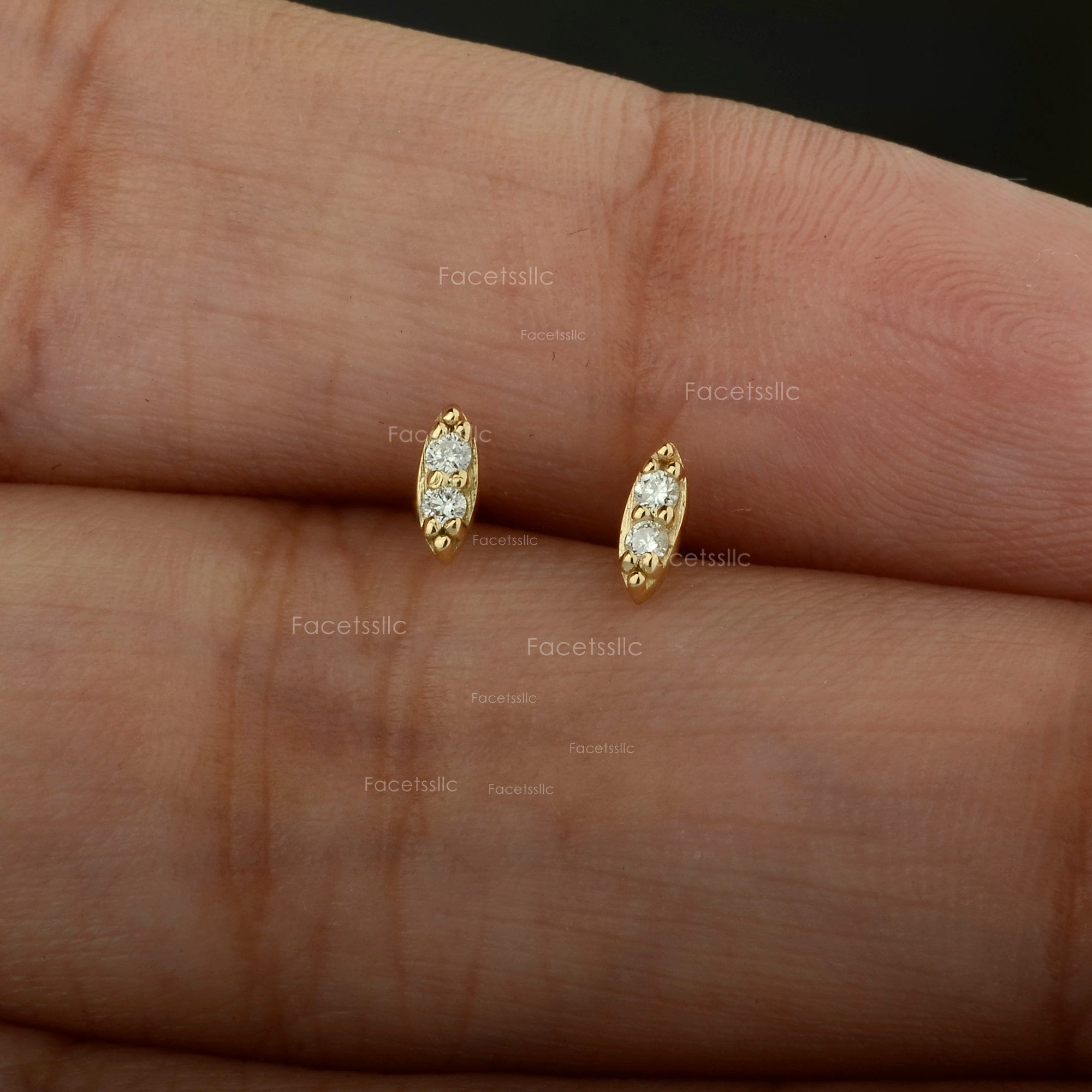 Tiny Diamond Studs/ 14K Gold Diamond Stud Earrings/ Minimalist Gold ...
