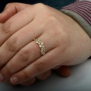 14K Solid Gold Genuine Diamond Cluster Ring, Classic Wedding Band Ring, Multi Stone Diamond ...