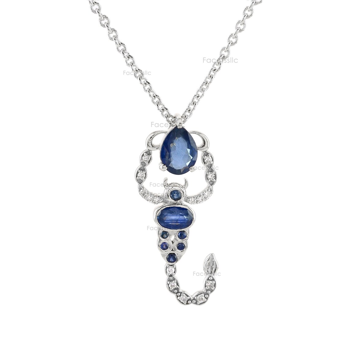 14K Gold Scorpion Necklace: Sapphire & Diamond Scorpio Pendant - Etsy