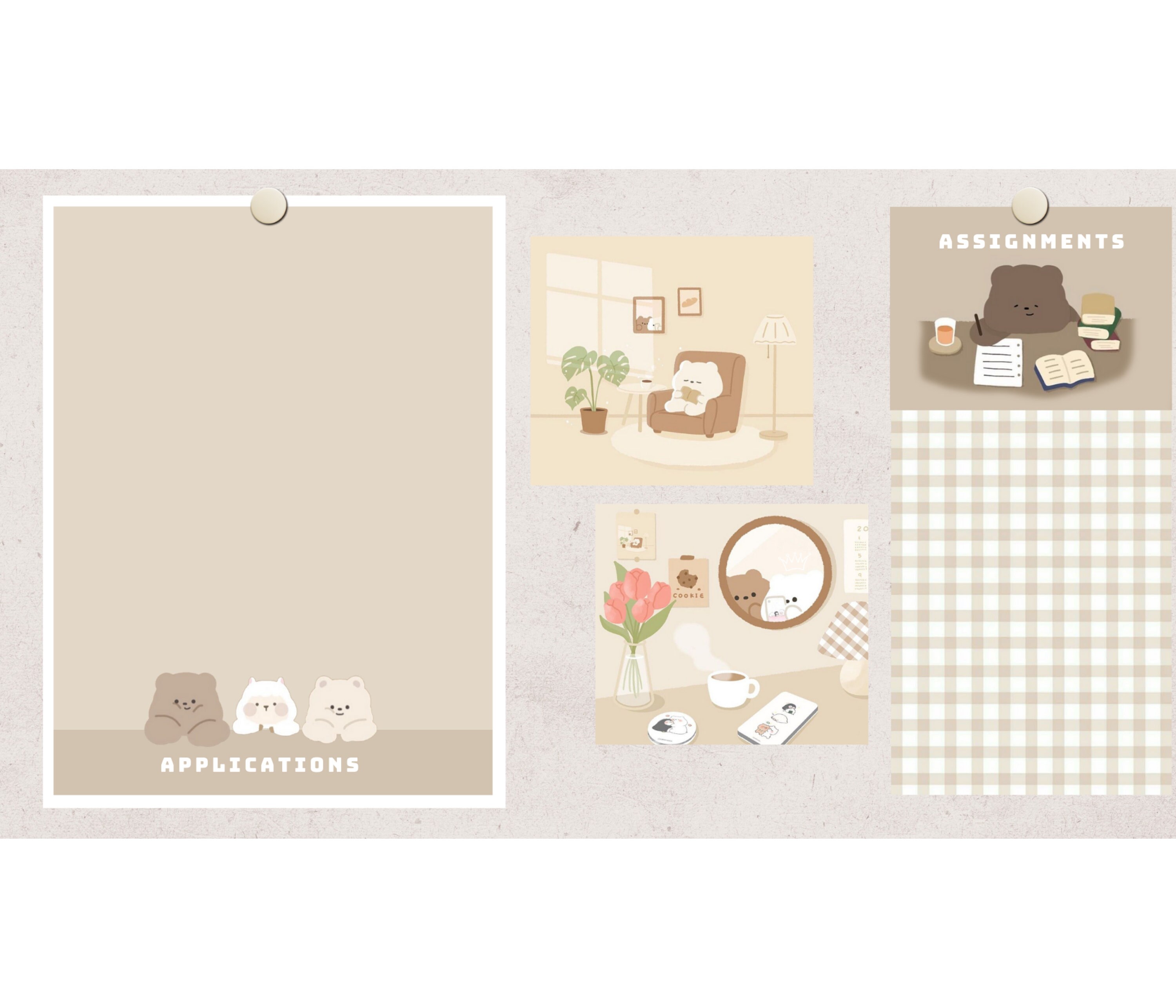 Cute Cartoon Desktop Organizer Wallpaper | Brown , Beige Color ...