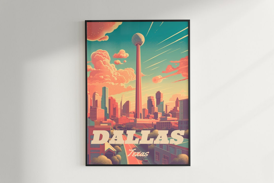 Retro Dallas Skyline Poster: City of Dreams Downloadable - Etsy