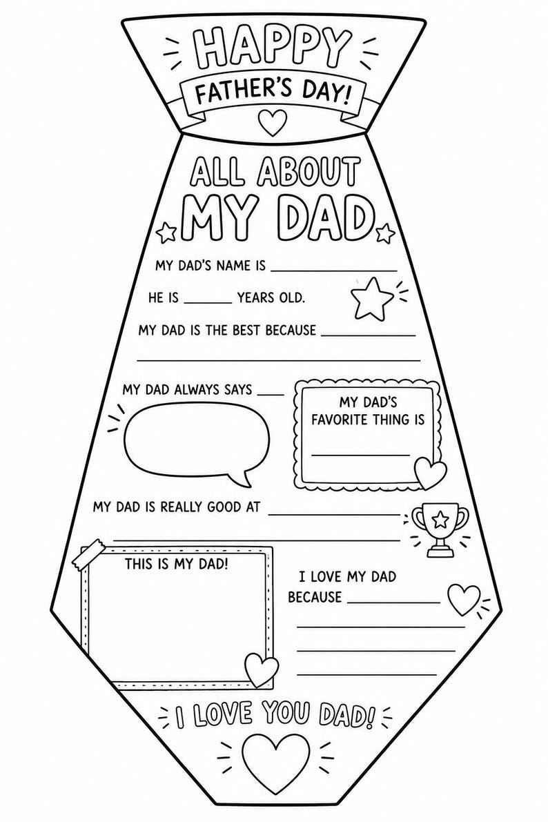All About My Dad Tie Activity | Father's Day Printable Keepsake ...