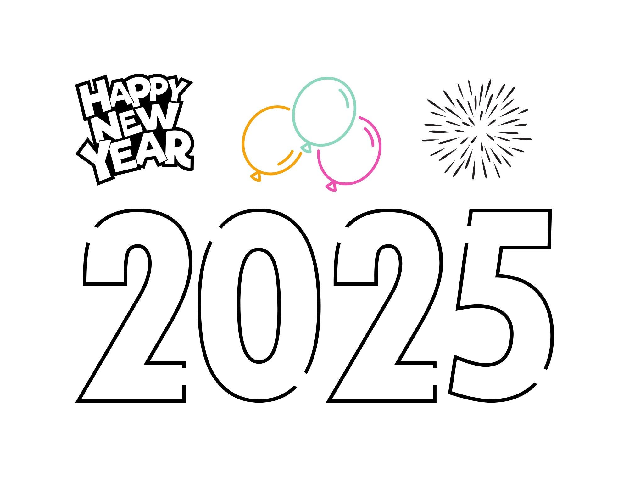 2025 Coloring Pages - Happy New Year! - Etsy